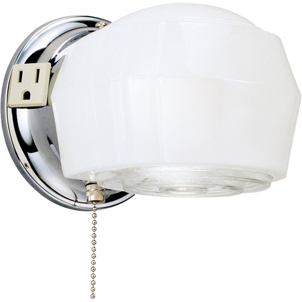 17 Stories Wall-Mounted Light Fixture With Outlet And Pull Chain ...