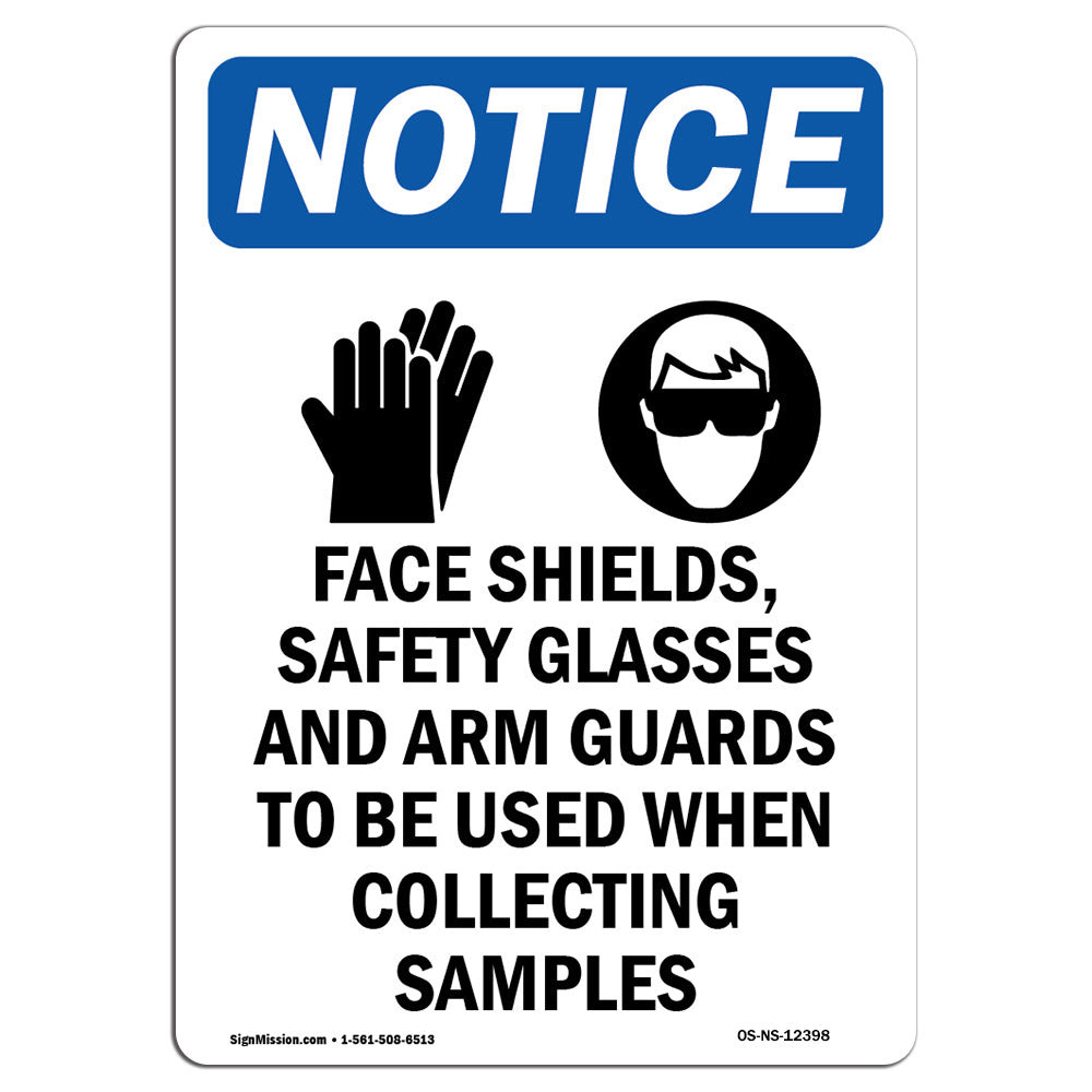 SignMission OSHA Notice - Face Shields Safety Sign With Symbol | Heavy ...