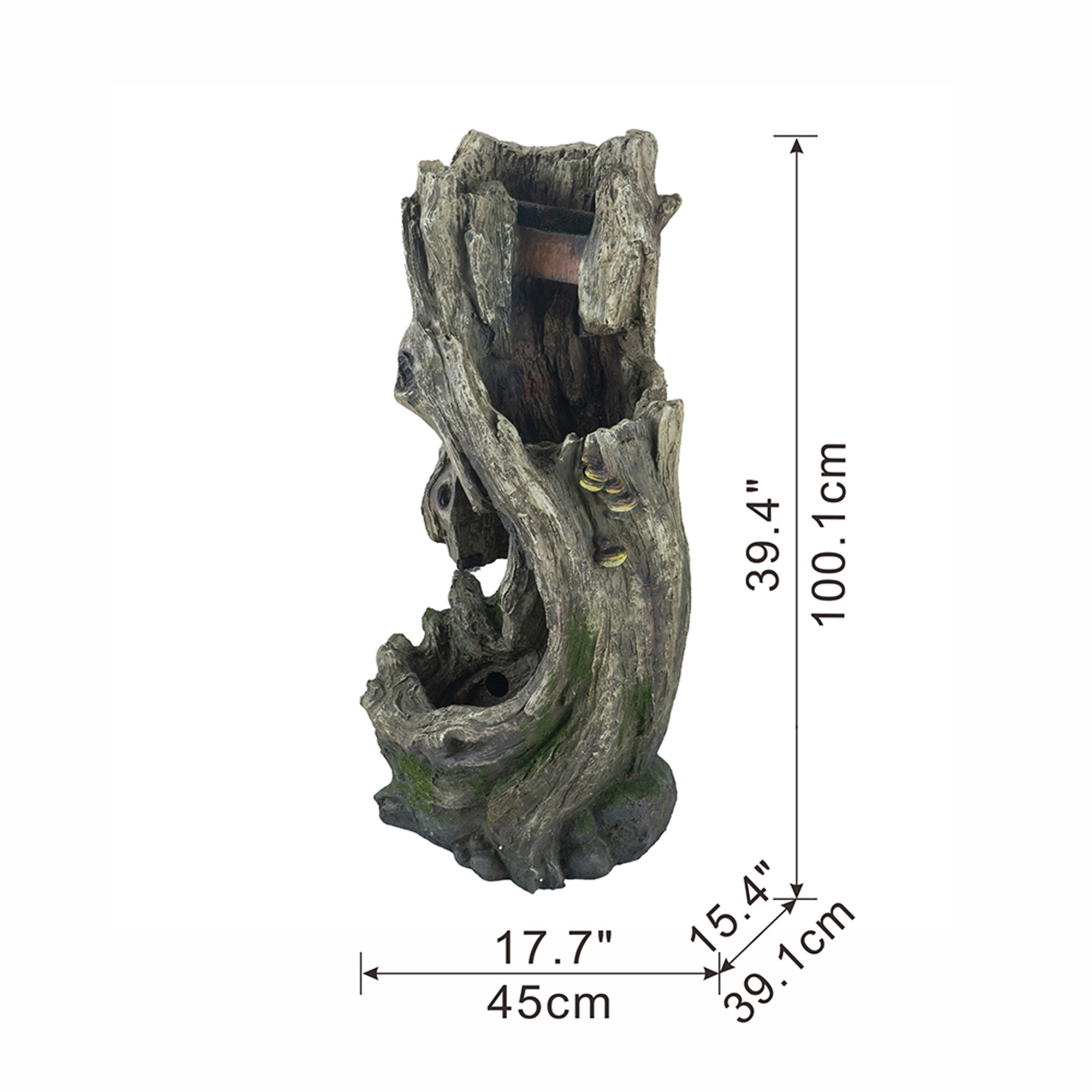 Millwood Pines 17.5x15.5x39.5" Indoor Outdoor Tree Trunk Fountain ...