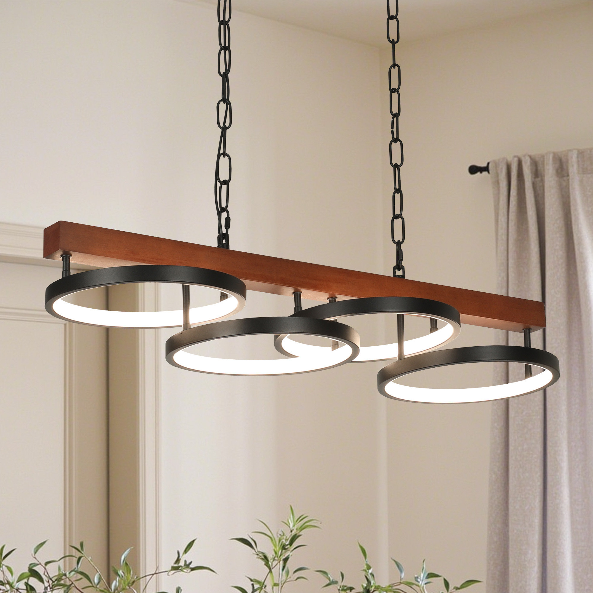 17 Stories Karlena 4 - Light Farmhouse Dimmable LED Tiered Chandelier ...