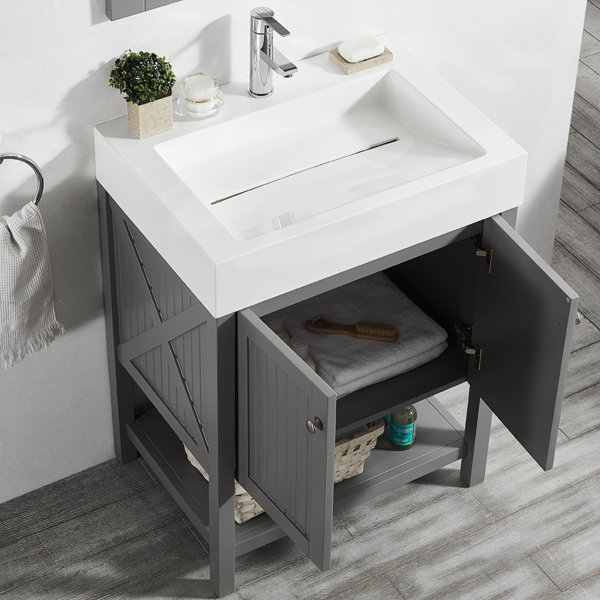 Gracie Oaks Ashcraft 27.6'' Free Standing Single Bathroom Vanity with ...