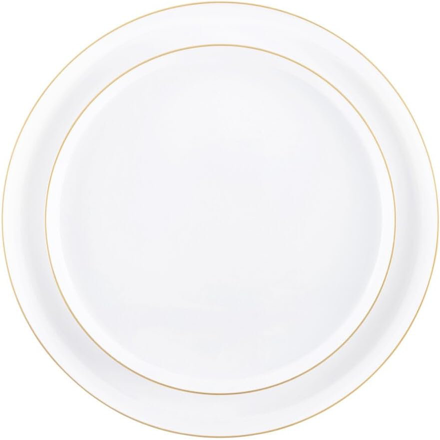 EcoQuality 8" Salad Plates and 10" inch Dinner Plates Round White ...