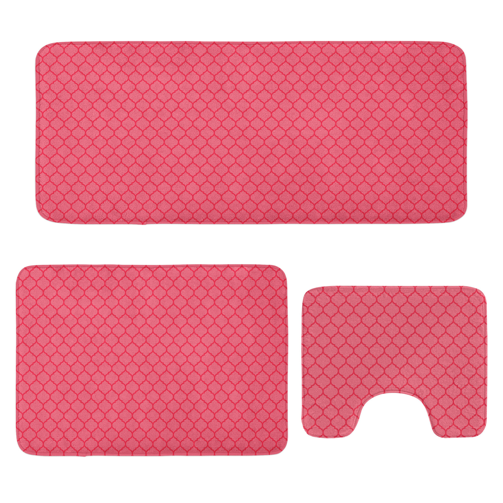 East Urban Home Coral Bathroom Rug Set 3 Pieces U-Shape & Rectangle ...