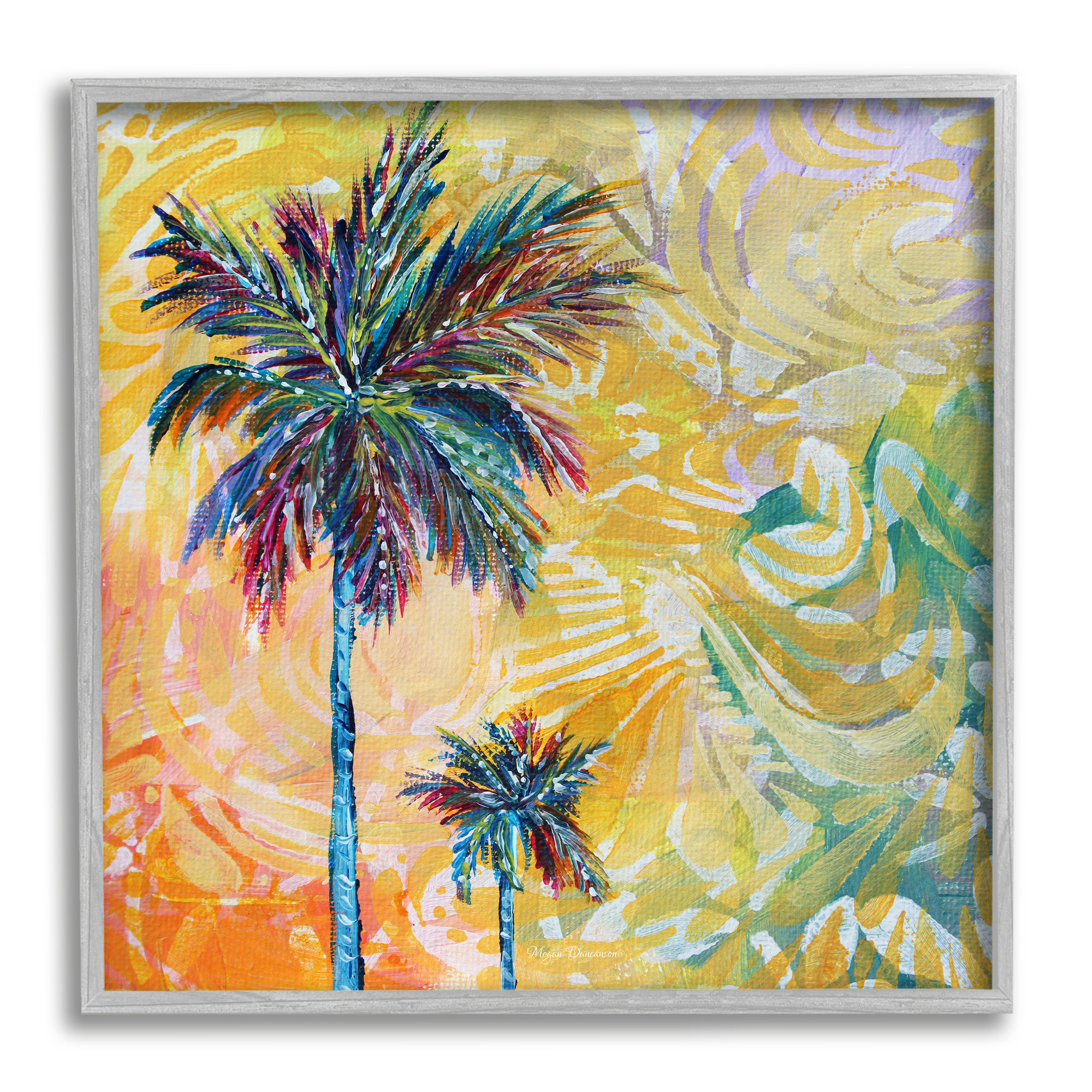 Bay Isle Home™ Modern Patterned Palm Trees Framed Giclee Art Design By ...