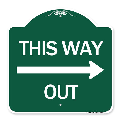Signmission Designer Series Sign - This Way Out (Right Arrow) | Green ...