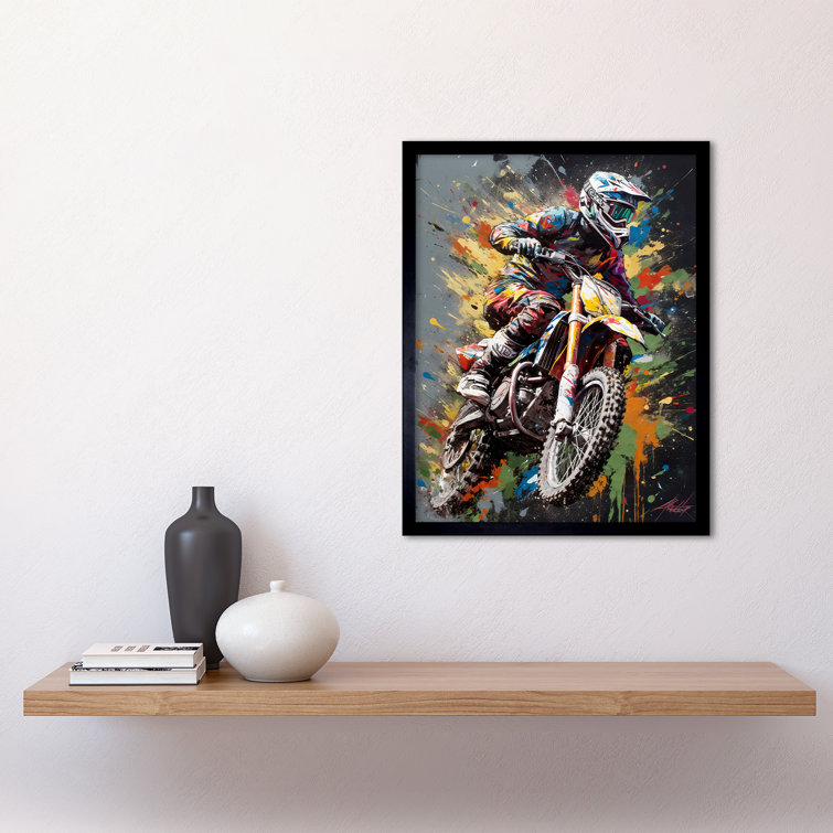 17 Stories Dirt Bike Sport Splatter Paint Motocross Rider - Single ...