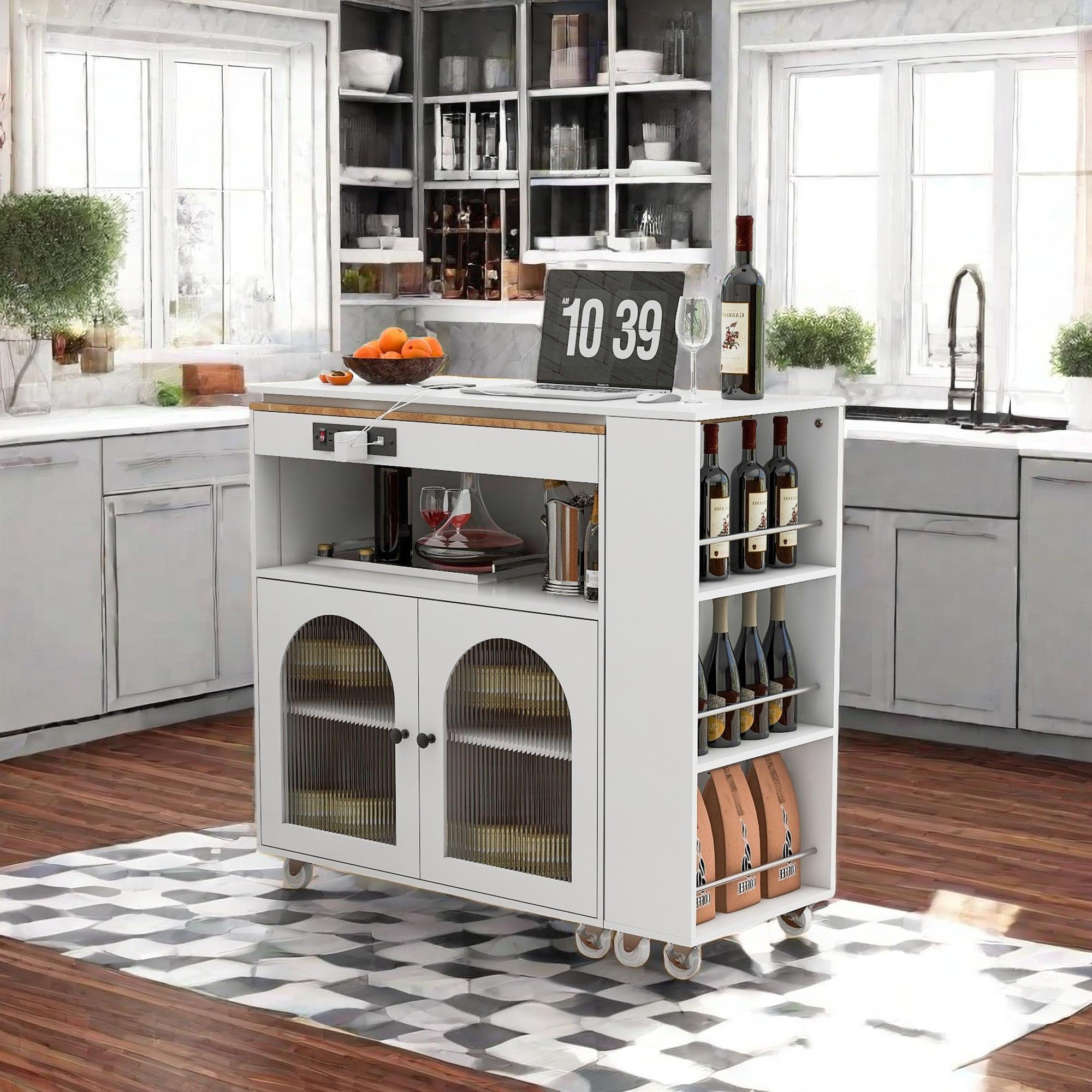 OUTMOIN Kitchen Island with Extended Table | Wayfair