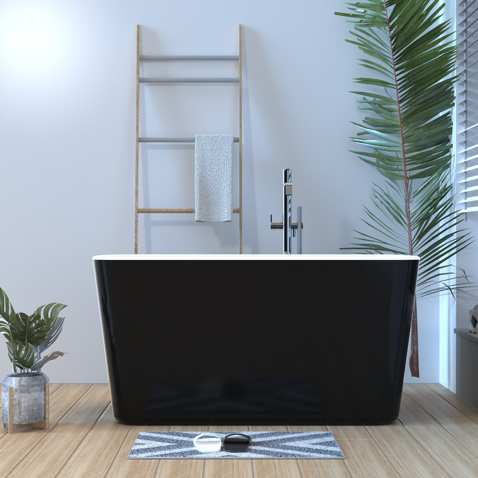 RUVINCE 49'' x 28'' Acrylic Freestanding Soaking Bathtub Square Sit-In ...