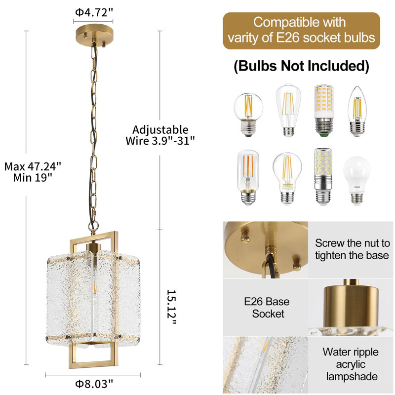 Mercer41 Mini Water Ripple Glass Pendant Light for Kitchen Island 1 ...