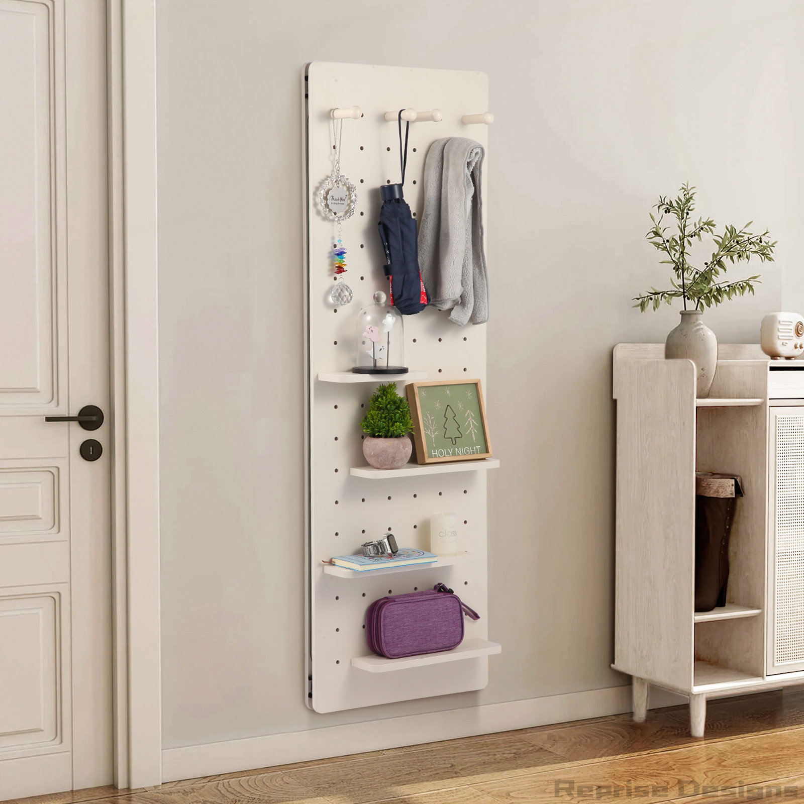 Reprise Designs Wall Mounted Full Length Mirror with Shelf, Hook and ...