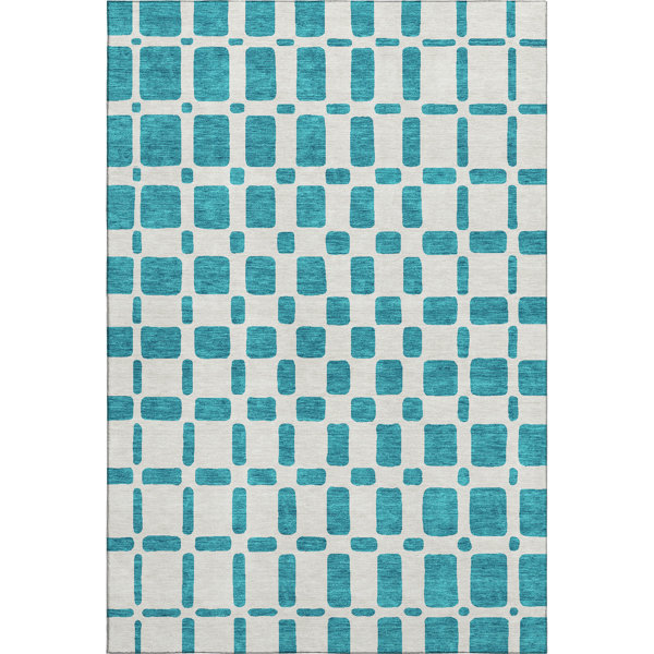 Bungalow Rose Premium Machine Washable Prisco Teal Rug | Wayfair