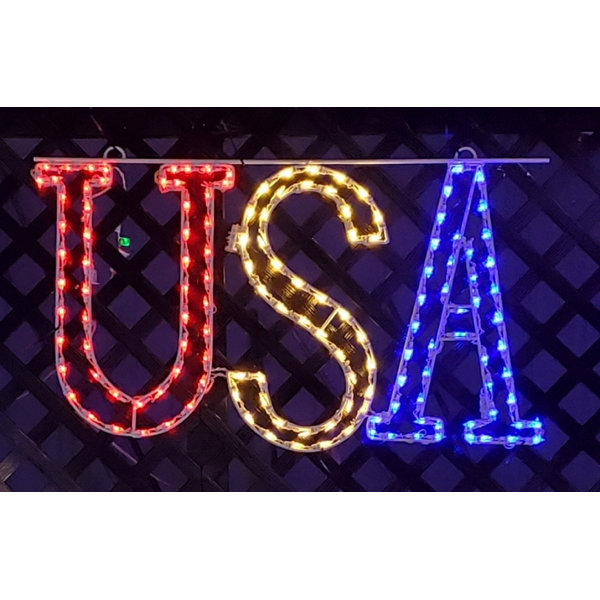 Lori's Lighted D'Lites Hanging USA Letter Sign Patriotic Holiday ...