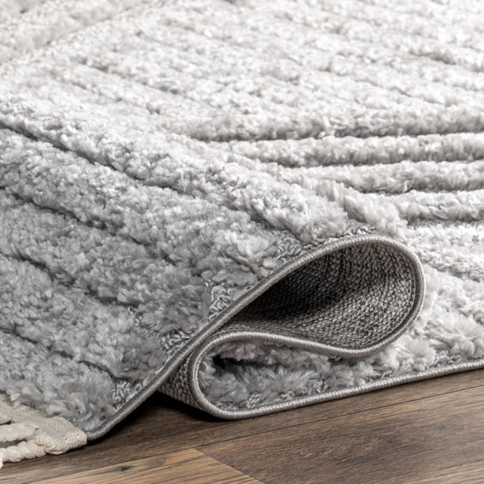 Foundry Select Risette Geometric Shag Tassel Area Rug & Reviews | Wayfair