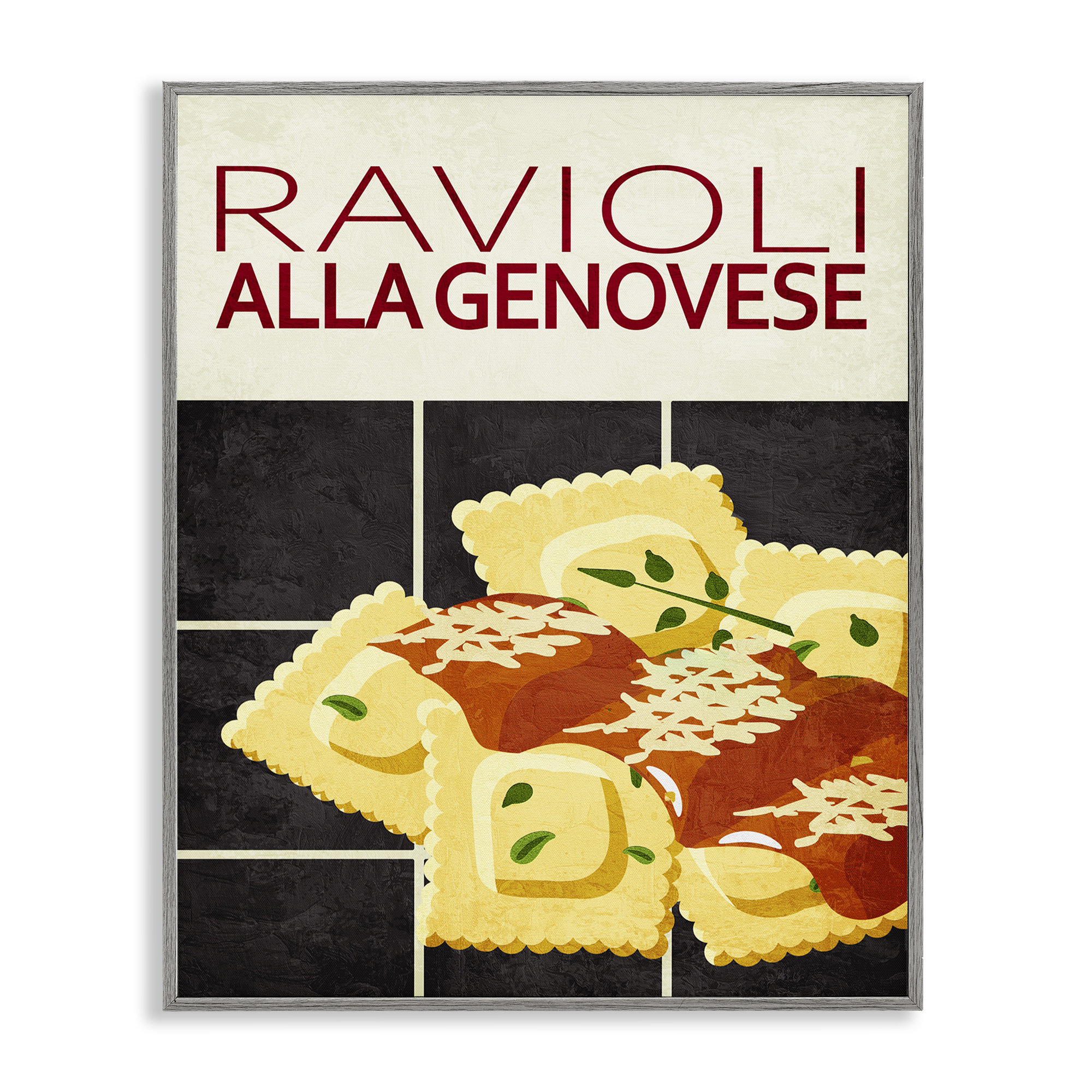 Ebern Designs Ravioli Classic Kitchen Framed Giclee, design by Kim ...