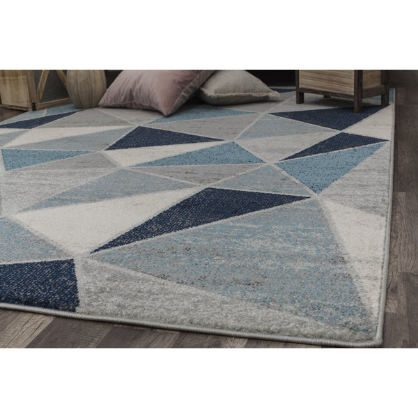 George Oliver Geoghegan Performance Blue/Ivory/Gray Rug & Reviews | Wayfair