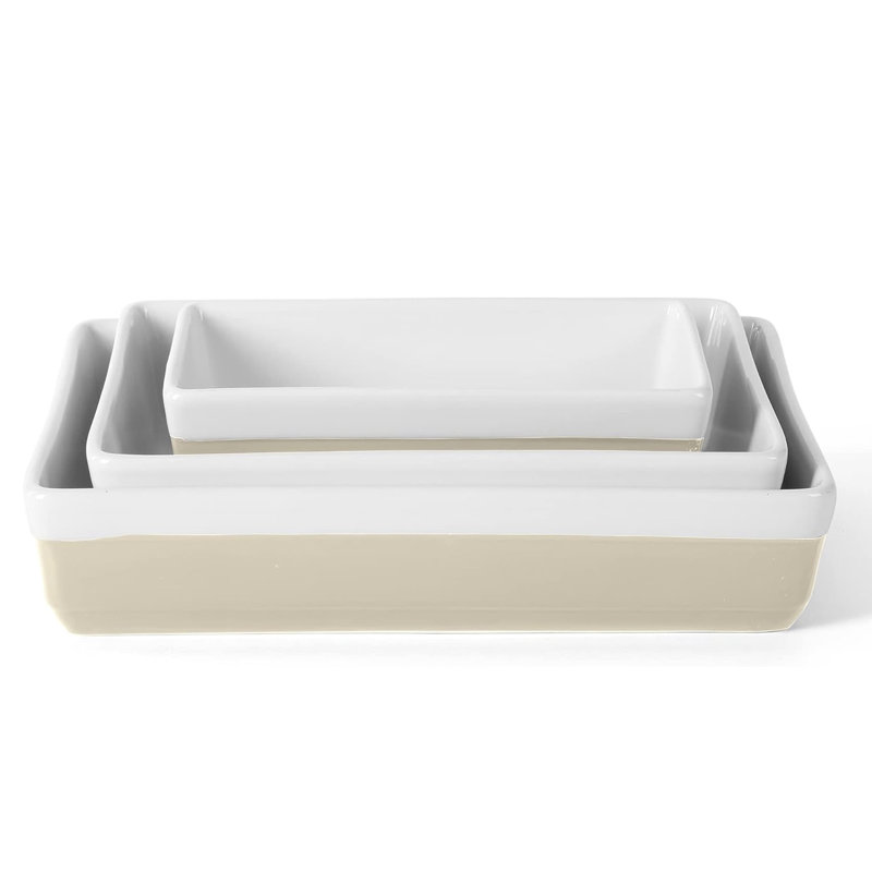 Martha Stewart 3 Piece Rectangular Stoneware Nesting Bakeware Set in ...