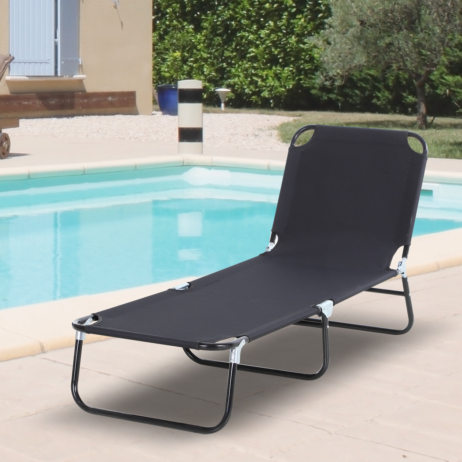 Arlmont & Co. Goddard Outsunny Folding Chaise Lounge Pool Chairs ...