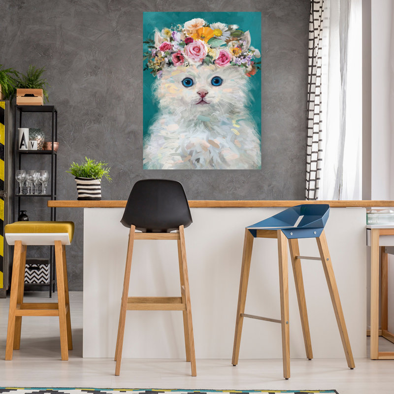 Winston Porter Flower Power Kitty IV by Studio Arts Canvas Art Print ...