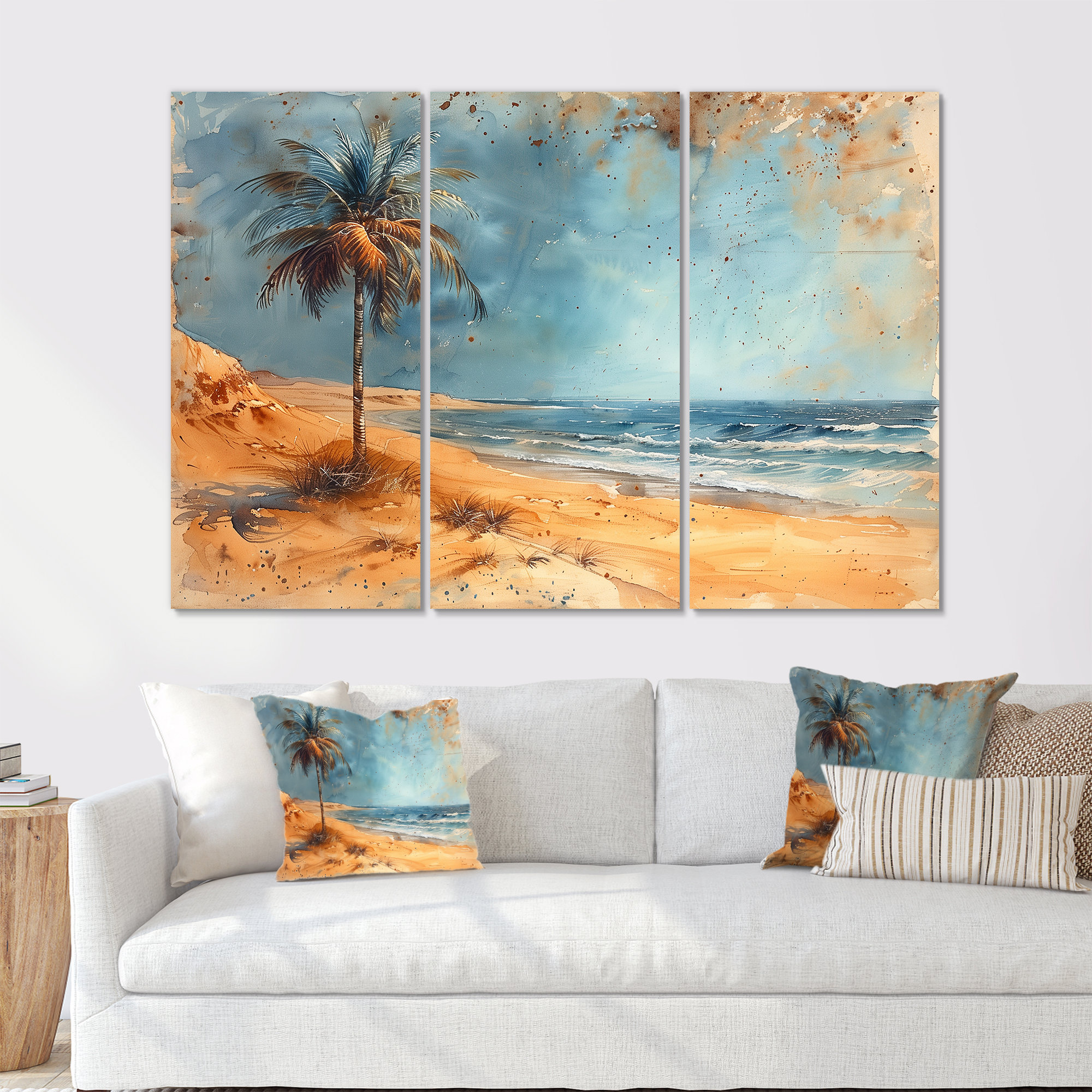 Design Art Blue Green Palm Trees Coastal Breeze IX - Palms & Palm Trees ...