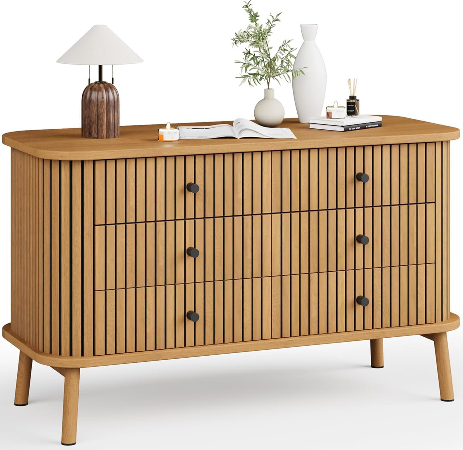 George Oliver 6 Drawer Dresser, Horizontal Chests of Double Drawers for ...