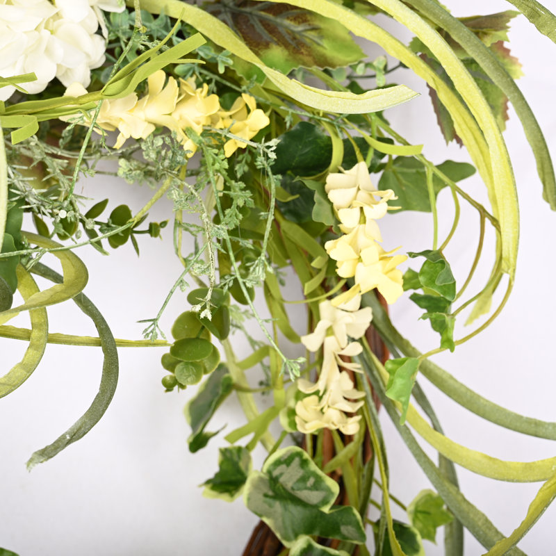 Primrue Handcrafted Faux Spring Summer 26'' Floral Wreath for Front ...