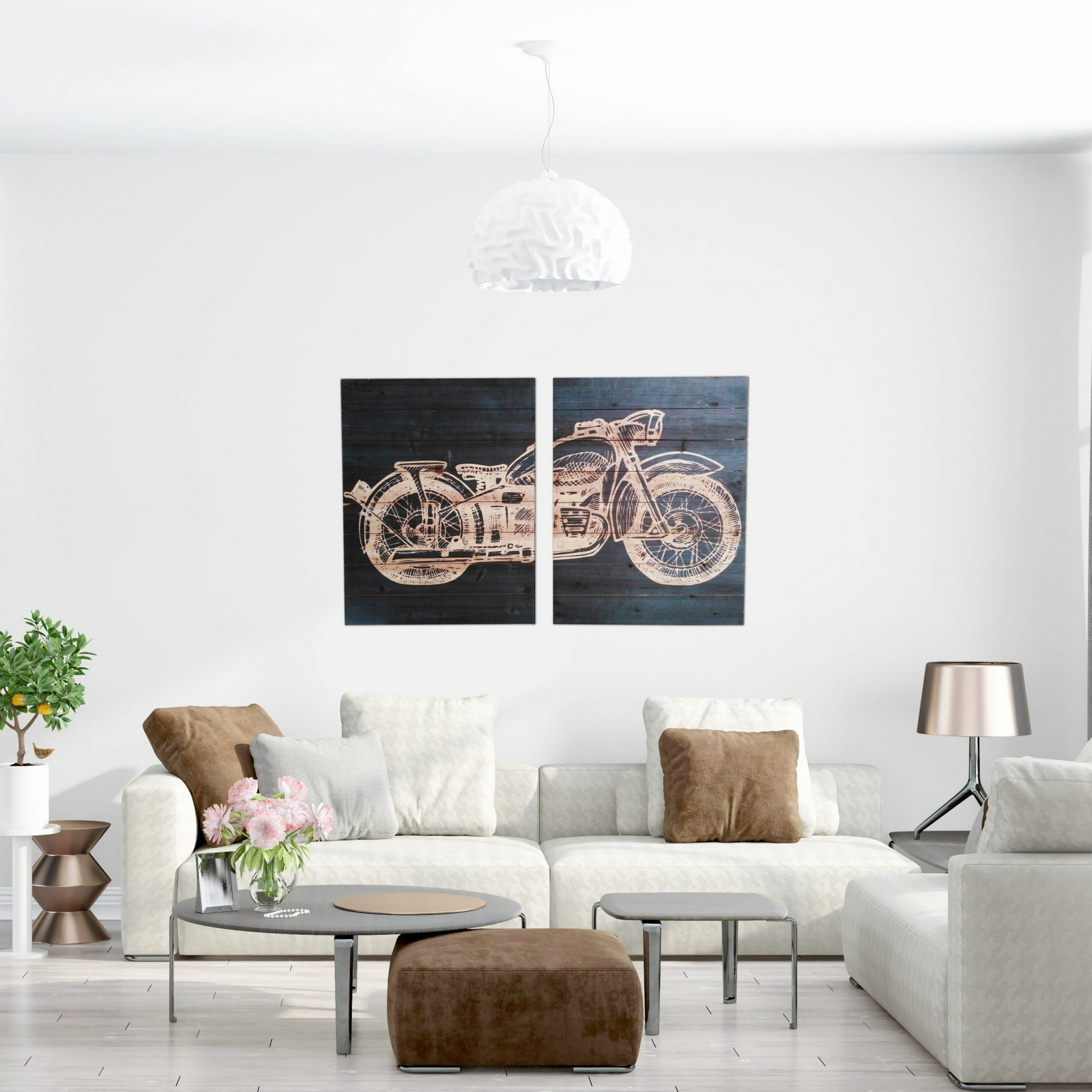 Trent Austin Design® Two Piece Motorcycle Wood Plank Wall Art | Wayfair