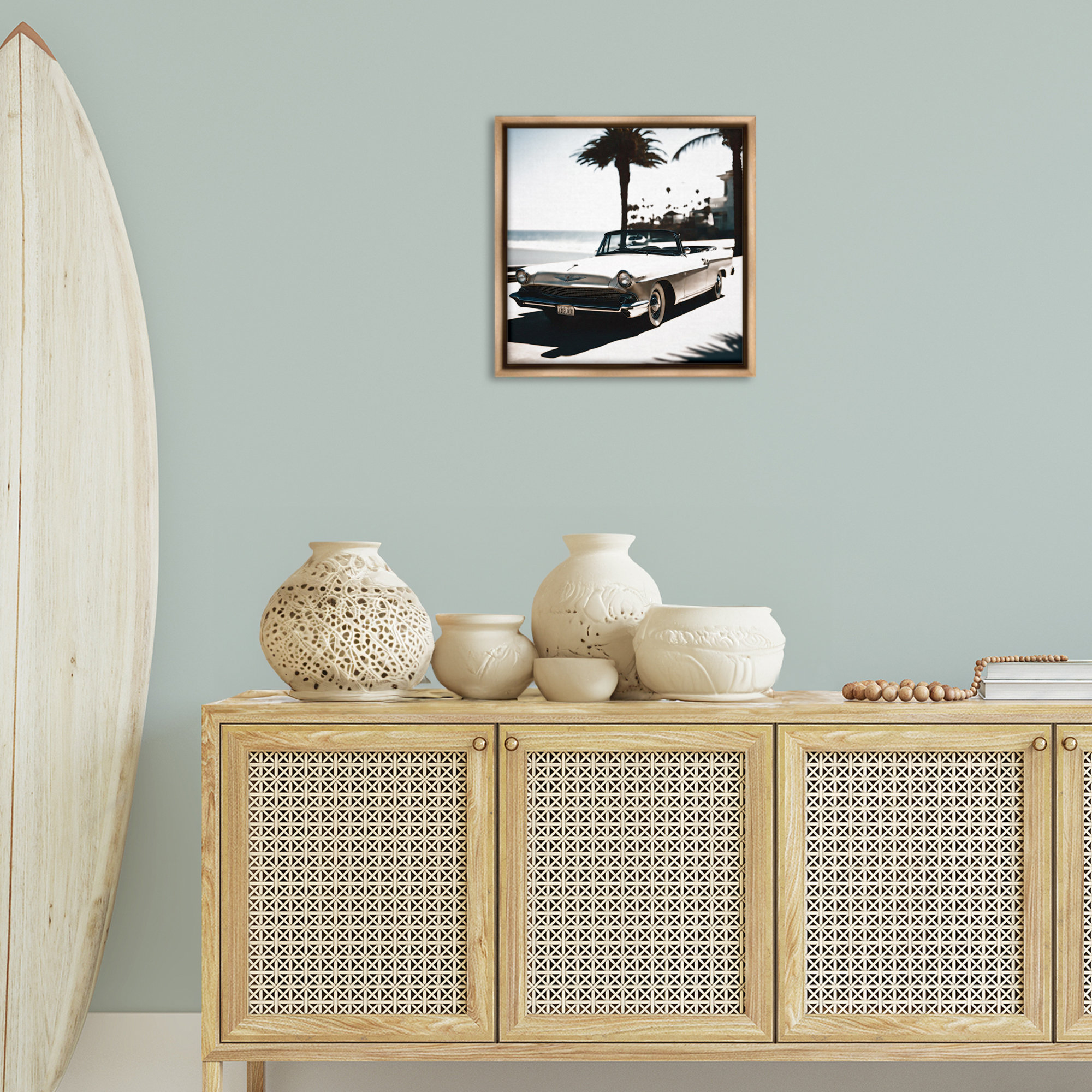 Bay Isle Home™ California Cruise Antique Car Framed Floater Canvas Wall ...