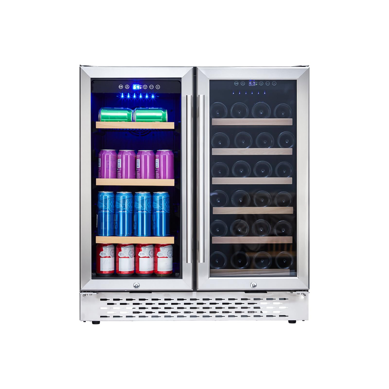 Yuan Home 30 Inch Dual Zone Wine And Beverage Refrigerator - Glass Door ...