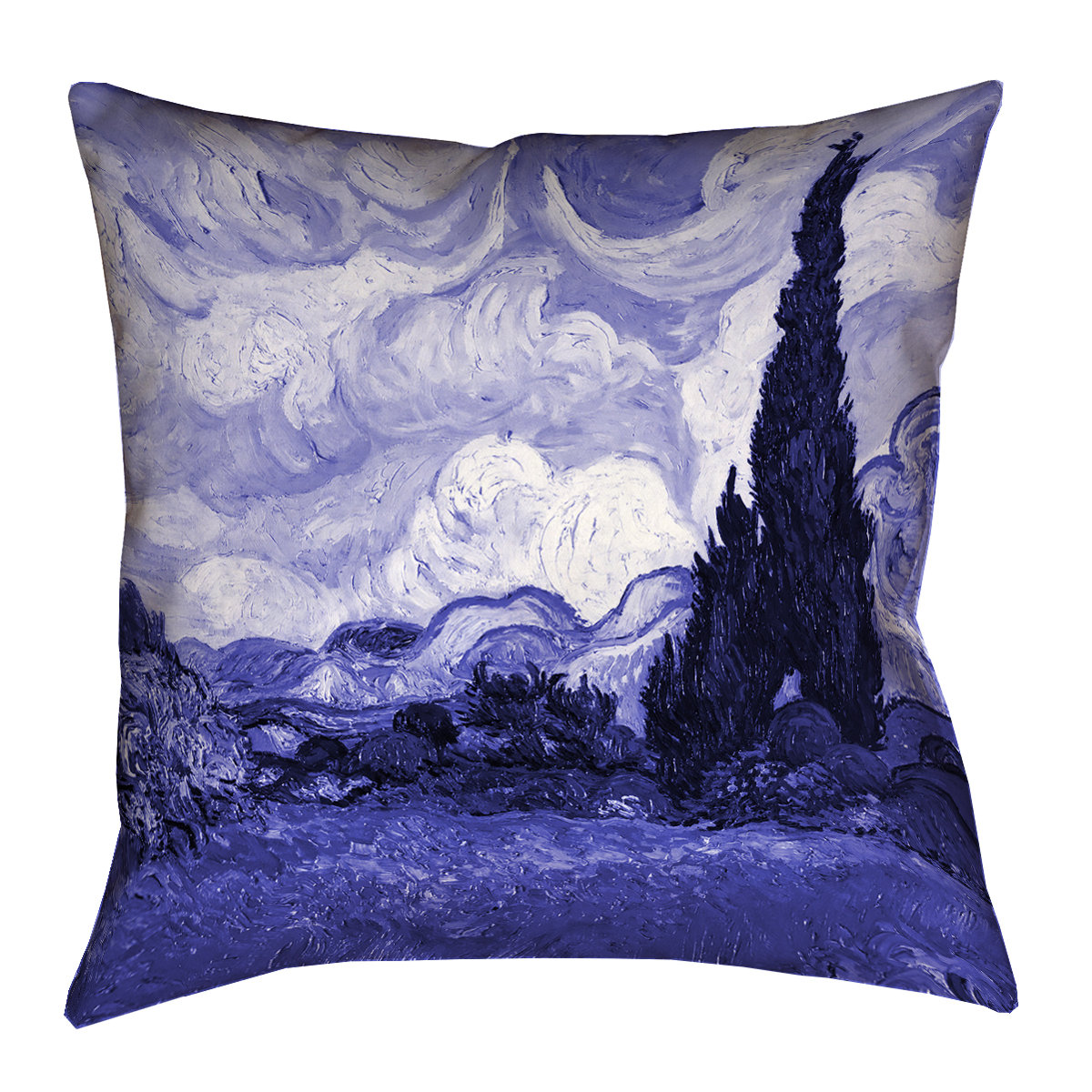 ArtVerse Vincent Van Gogh Wheat Field with Cypresses Faux Linen Euro ...