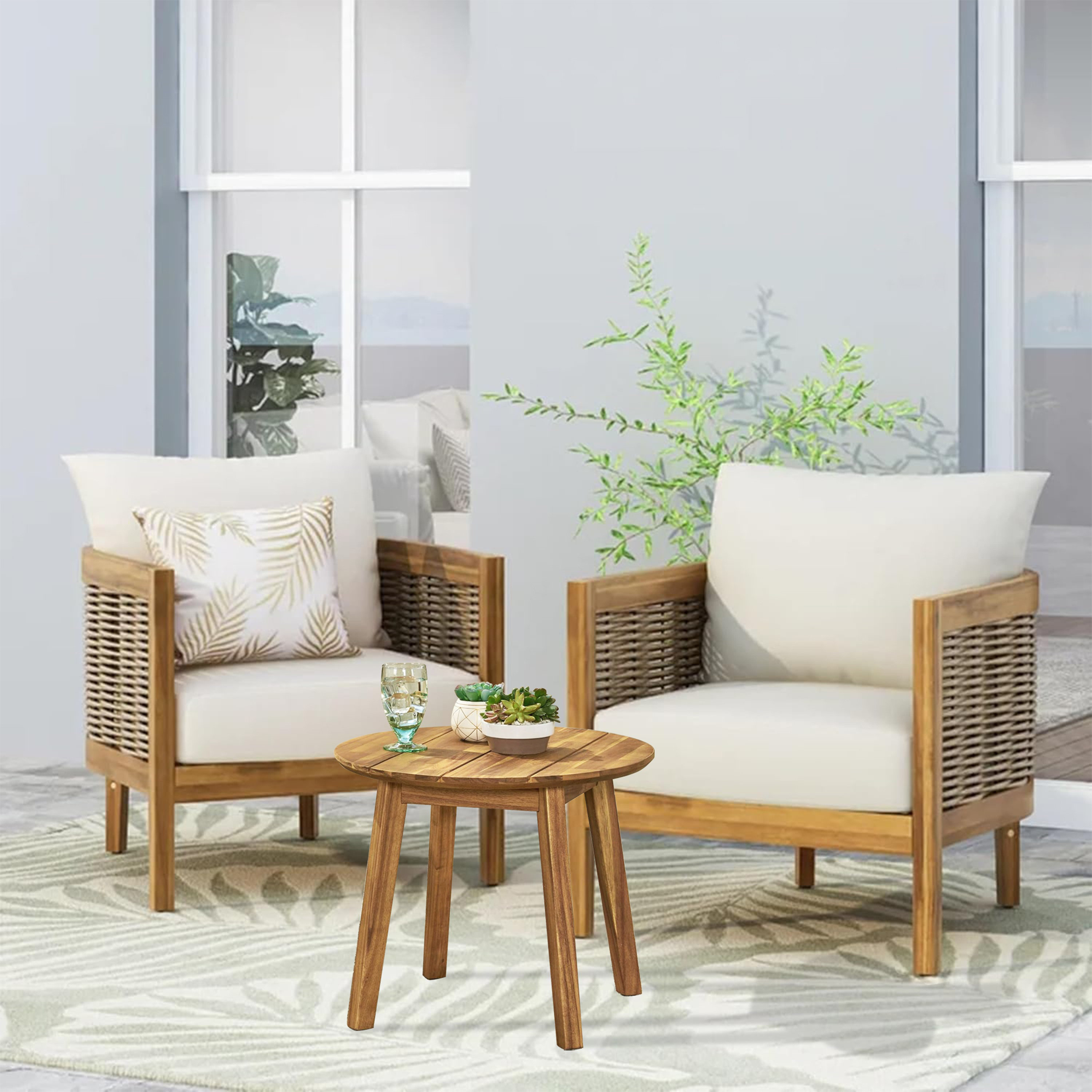 George Oliver Ellesmere Outdoor Faux Rattan Conversation Set | Wayfair