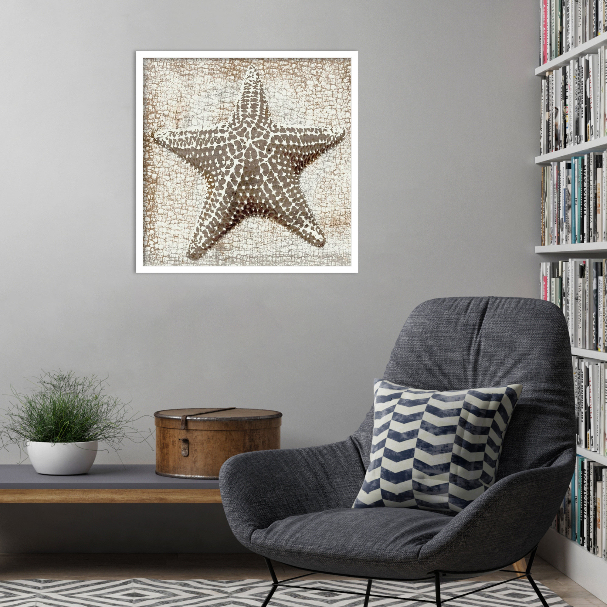 Beachcrest Home™ Aqua Marine Starfish IV by Sia Aryai Wood Framed Wall ...