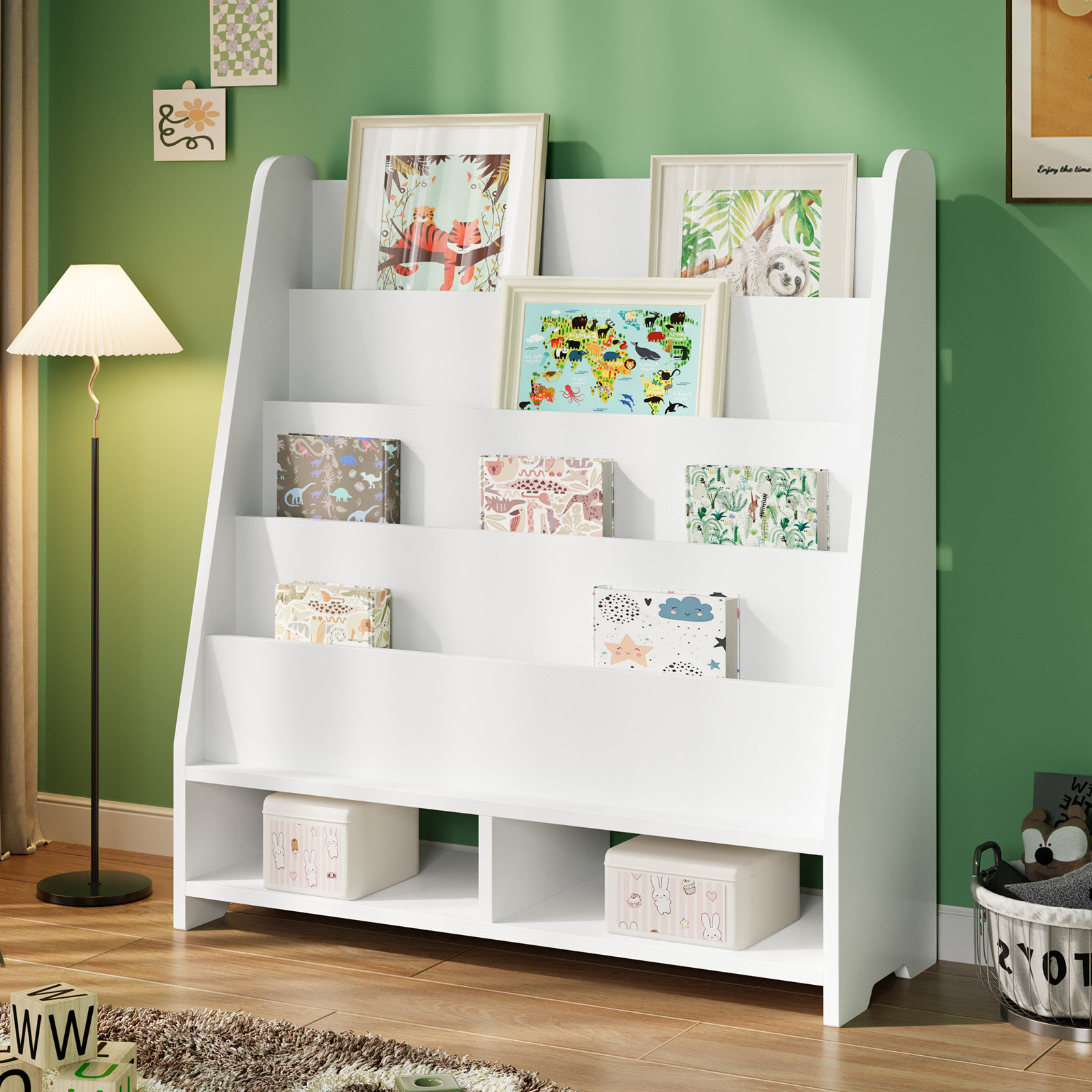 Isabelle & Max™ Kids Wooden Bookshelf With 4-Tier Display & 2 Storage ...