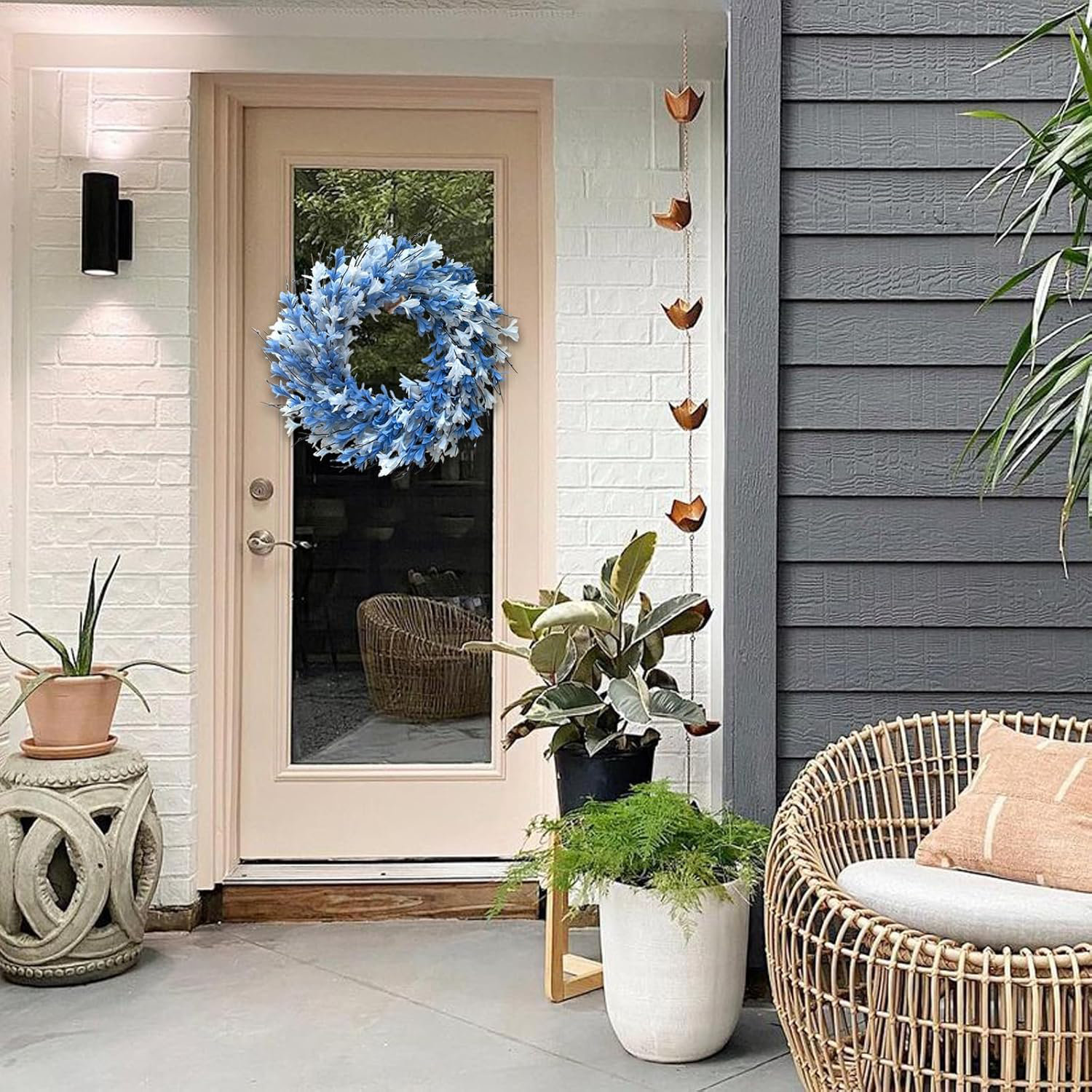 One Allium Way 20Inch Artificial Forsythia Flower Wreath Spring Summer ...