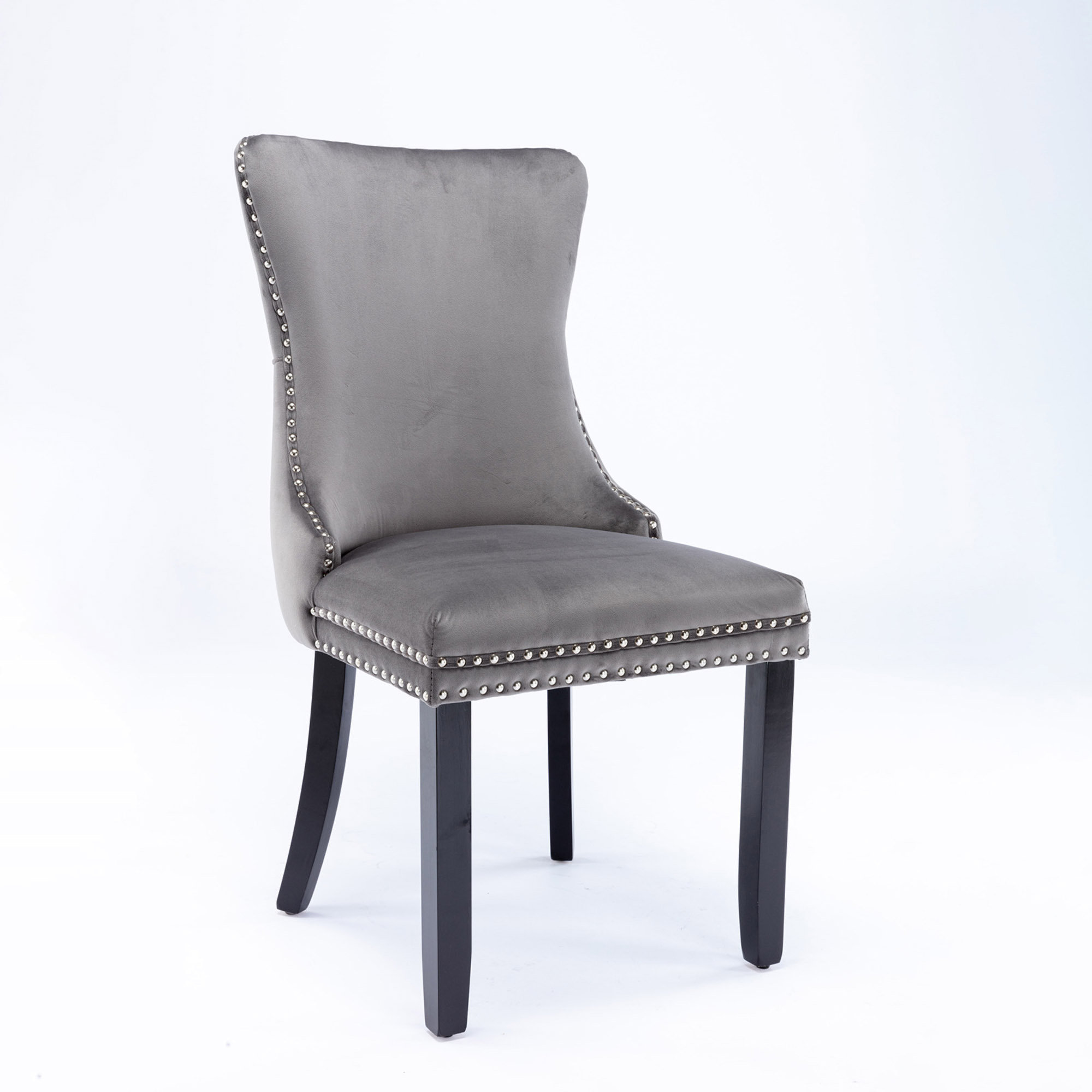 Canora Grey Upholstered Wing-Back Dining Chair With Backstitching ...