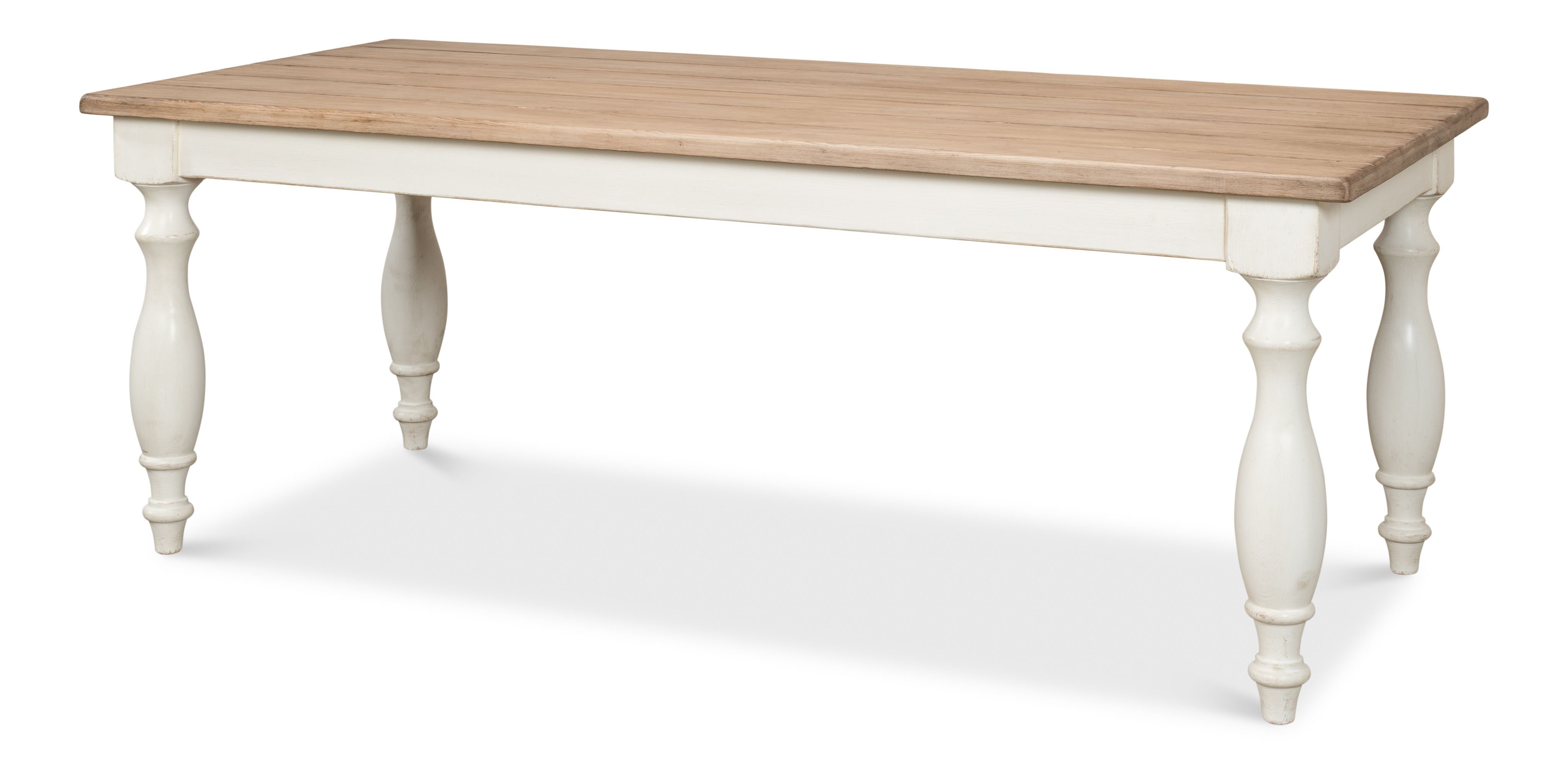 Sarreid Ltd Brie Dining Table, Ant.White/Natural Top | Wayfair