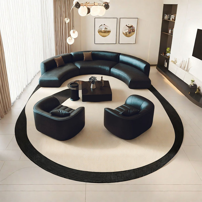 Walkoly Black semi circular arc negotiating sofa set | Wayfair