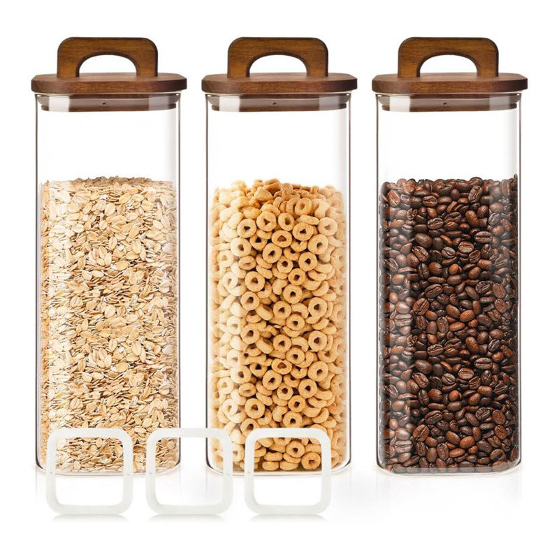 Gracie Oaks Glass Food Storage Canisters with Lids,68oz Glass Jars with ...
