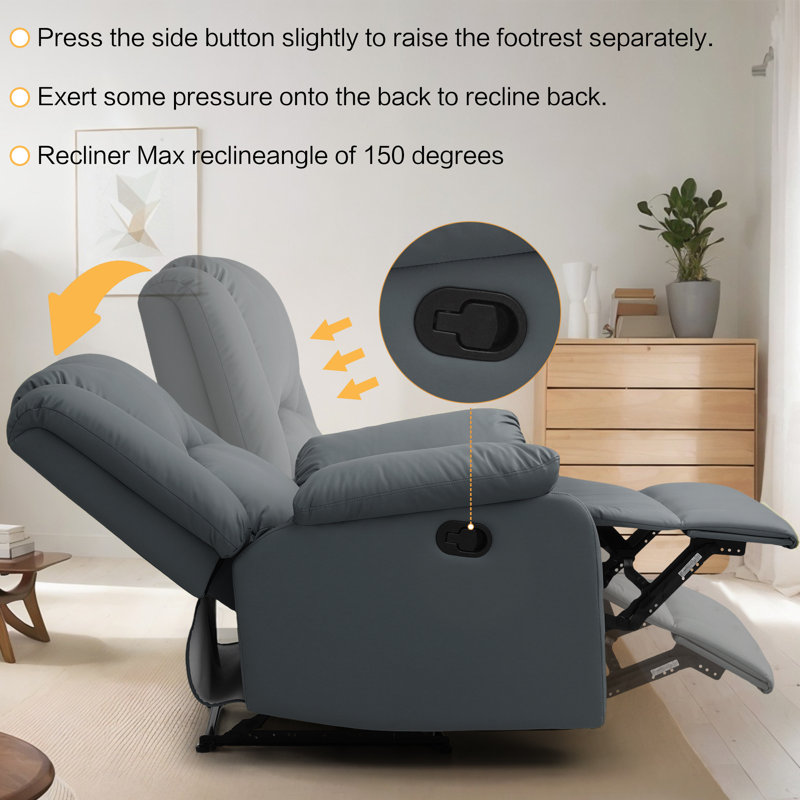 Latitude Run® Tachara Breathable Faux Leather Manual Recliner Chair ...
