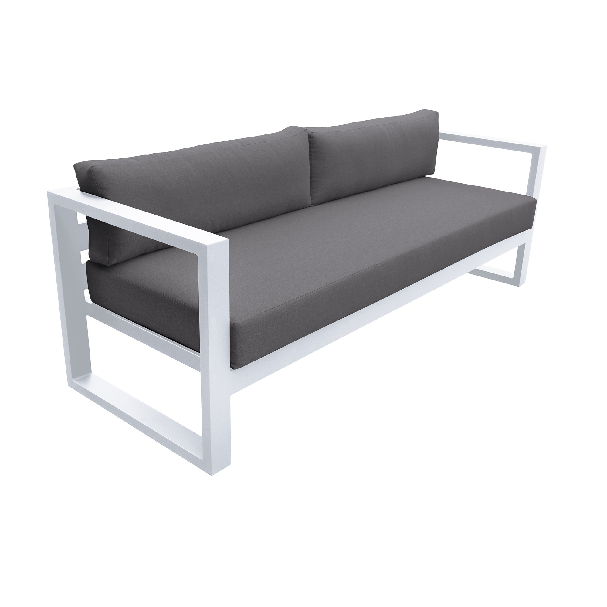 Hokku Designs Rishana Aluminum Outdoor Sofa In Dark Gray And White | Wayfair