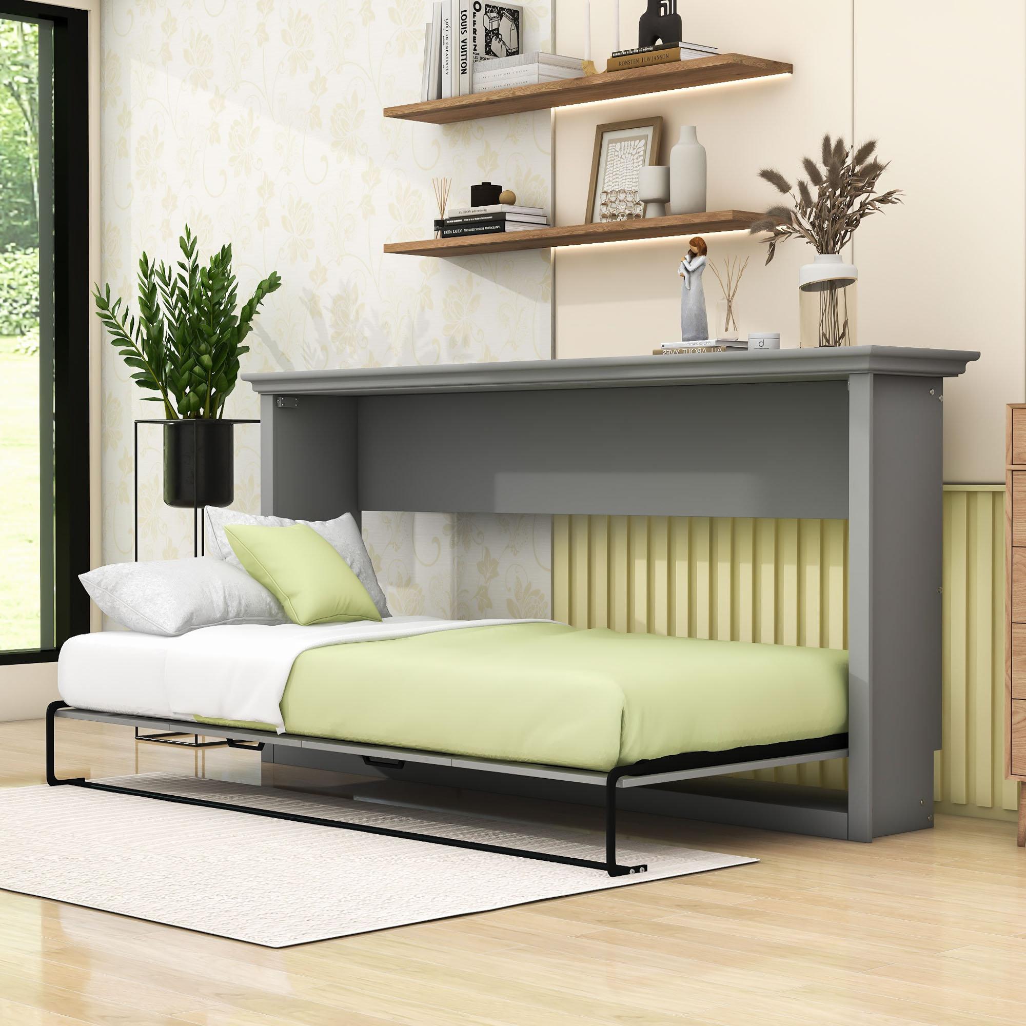 Latitude Run® Twin Size Murphy Bed with Space-saving Folding Design ...