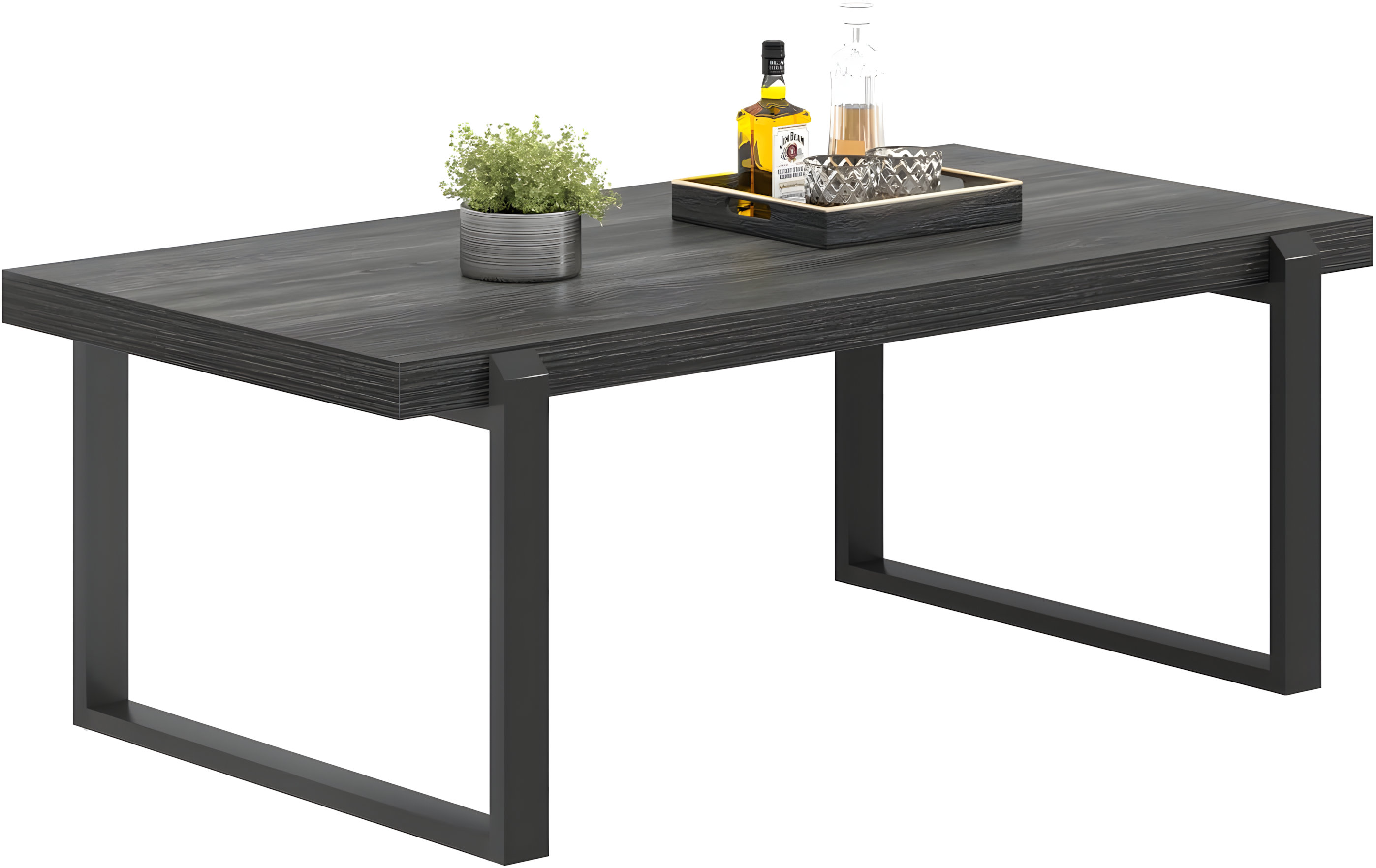 One Allium Way® Modern Rustic Coffee Table, 44 Inch Wood & Metal Center ...