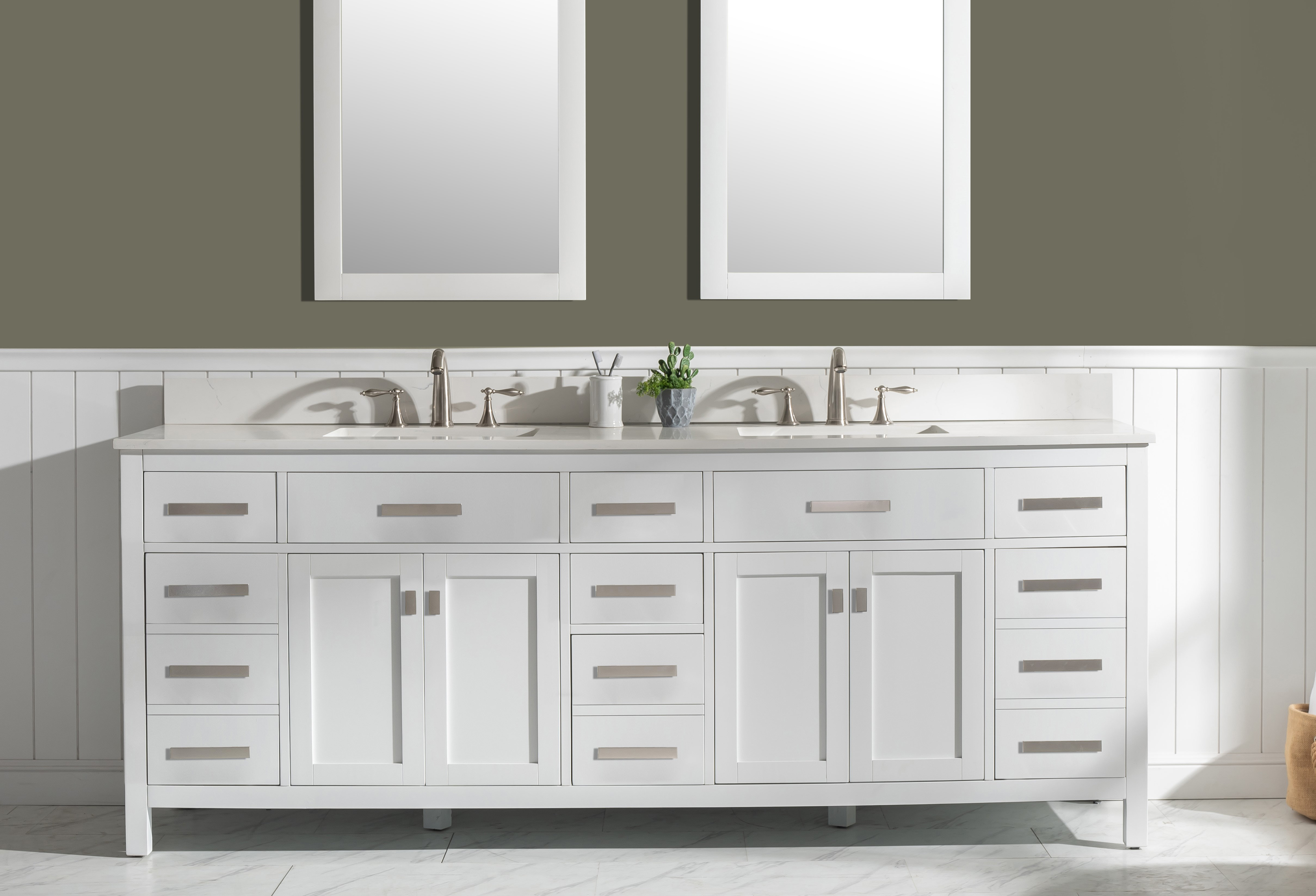 Beachcrest Home™ Binion 84" Double Bathroom Vanity Set & Reviews | Wayfair