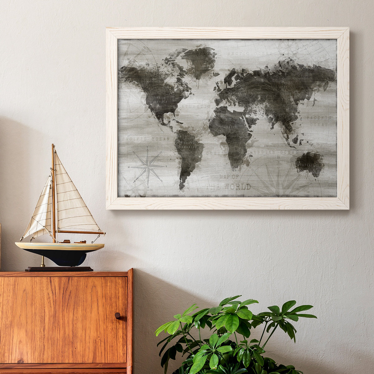 Longshore Tides Industrial World Map - Picture Frame Print on Canvas ...