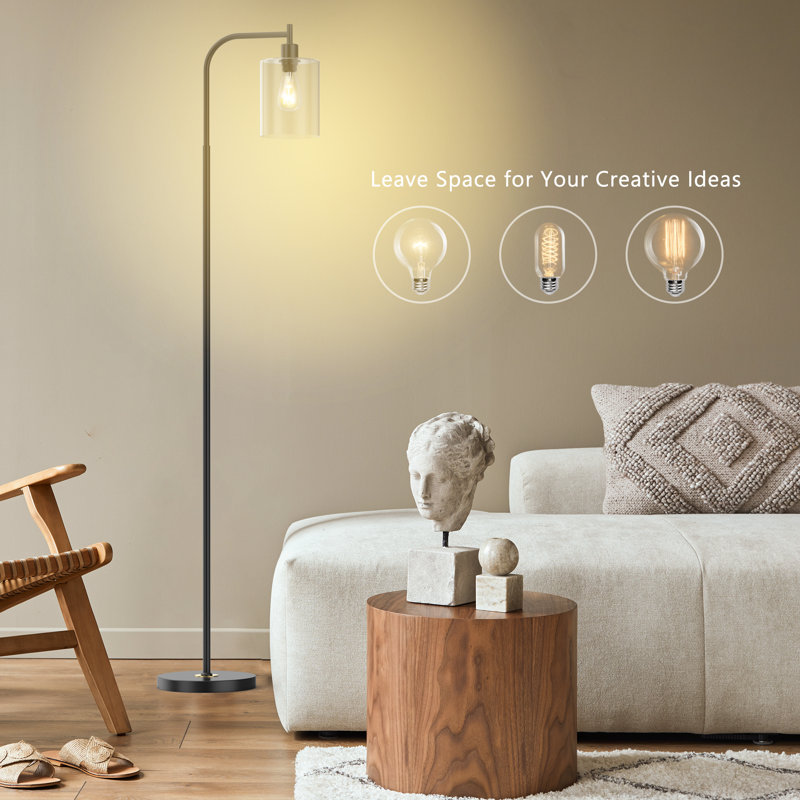 Wrought Studio Demerrick 66.1" Arched Floor Lamp with Two LED Bulbs ...