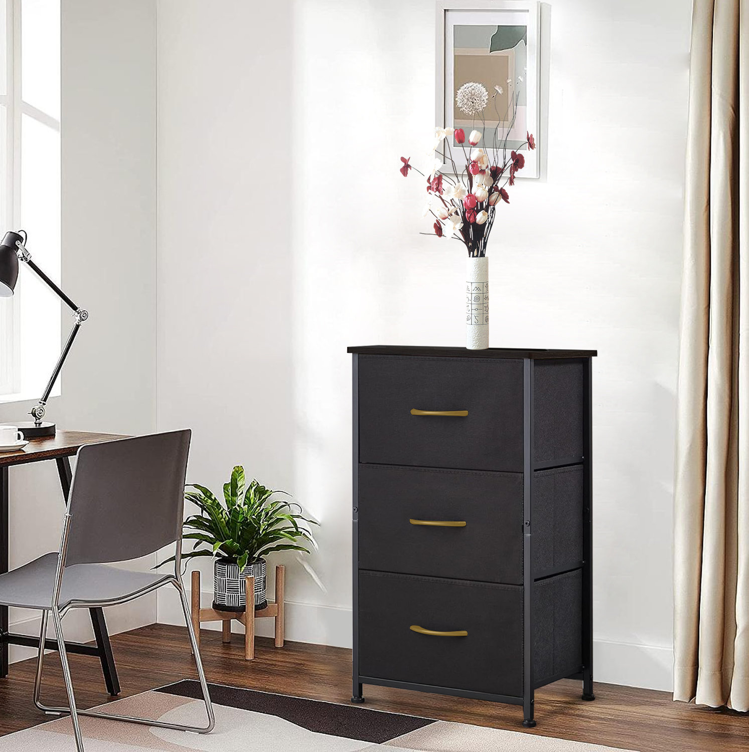 Rebrilliant Commode Nouha pour la chambre à coucher avec 3 tiroirs ...