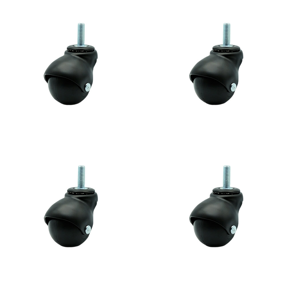 Service Caster 2 Inch Hooded 3/8 Inch Threaded Stem Ball Casters Set of ...