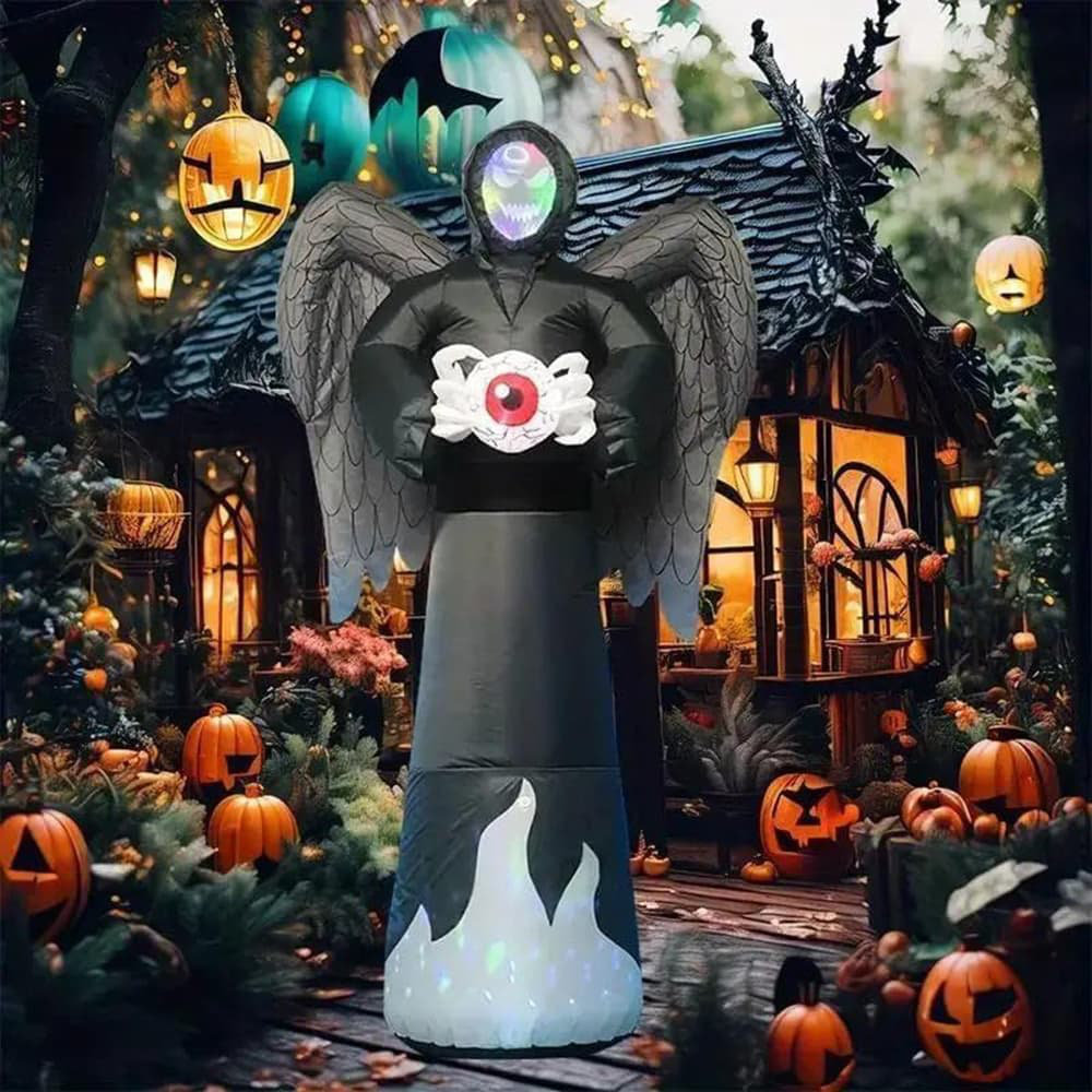 One Allium Way® 8FT Lighted Halloween Inflatable Mask: Perfect for Yard ...