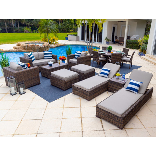 Latitude Run® Centralmont 16 Piece Rattan Complete Patio Set with ...