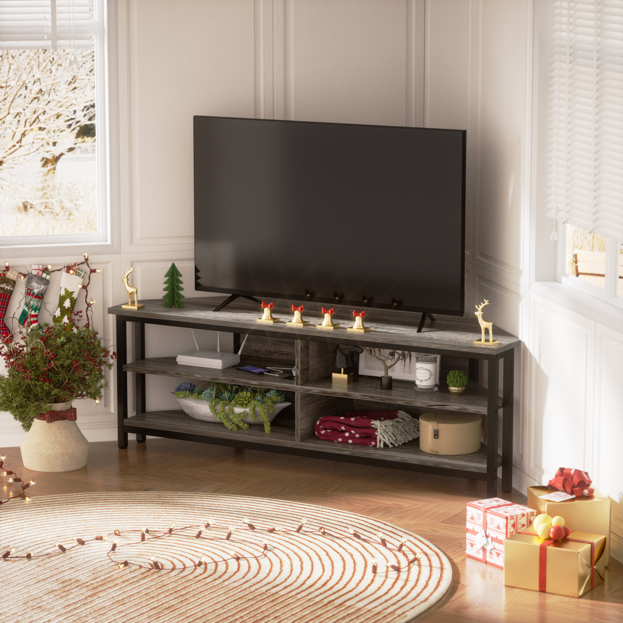 Latitude Run® Harlay 55.1'' Media Console, Corner TV Stand for TVs up to 65 - Wayfair Canada