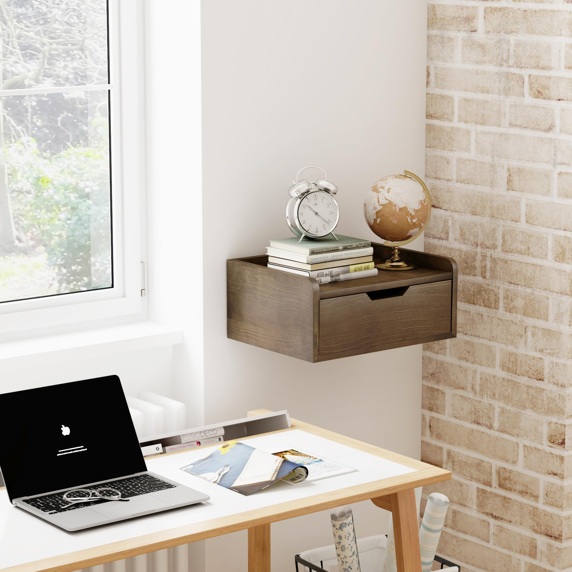 Loon Peak® Wall Mounted Small Modern Floating Shelf Nightstand With ...